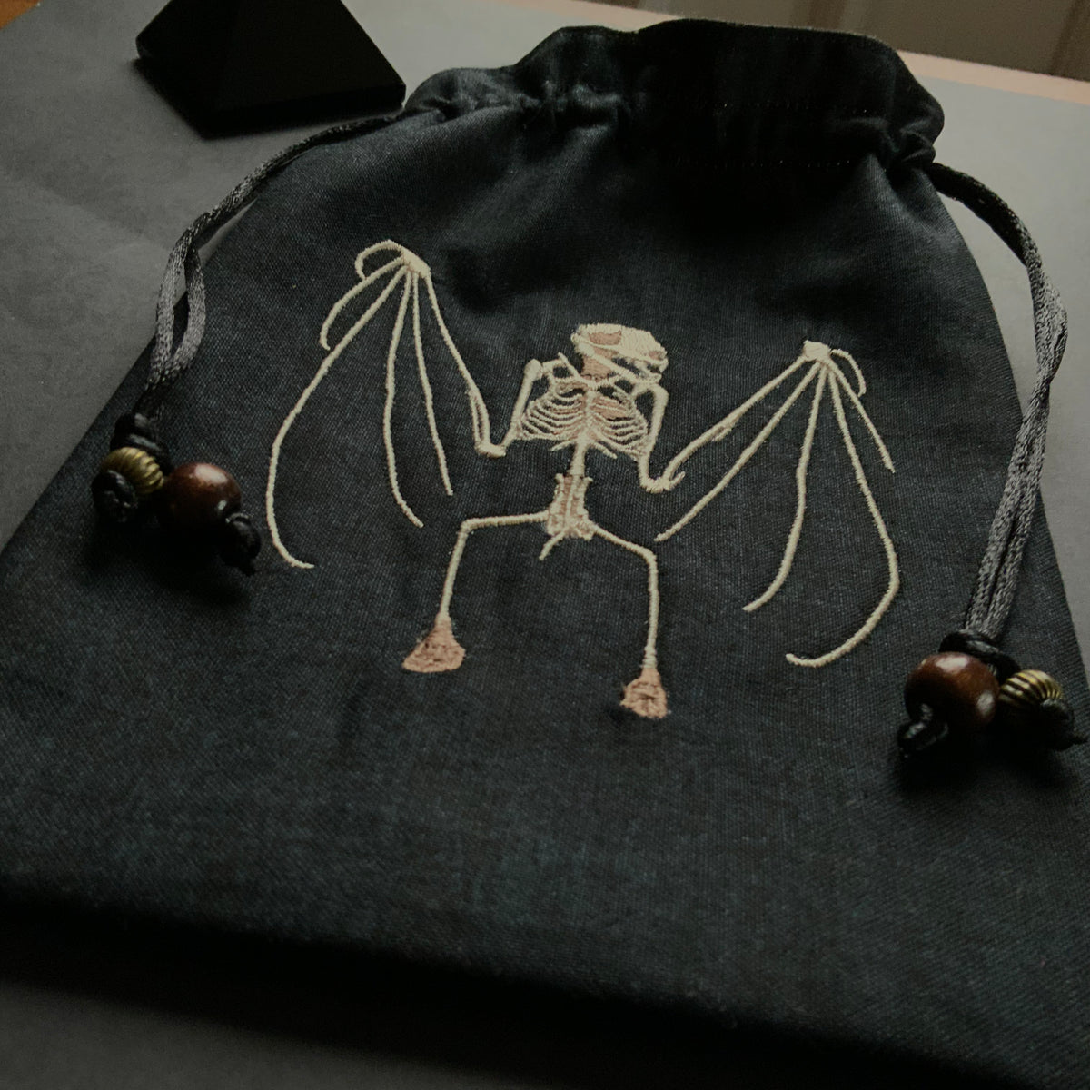 Embroidered Bat Skeleton Pouch – Crystal Haven